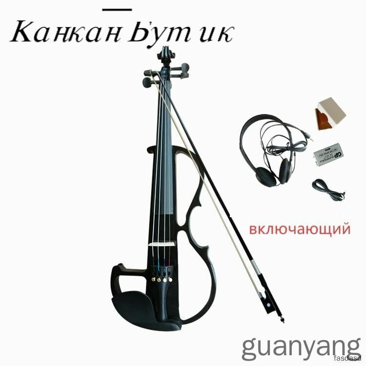 Электроскрипка 4/4, подходит для начинающих, черная