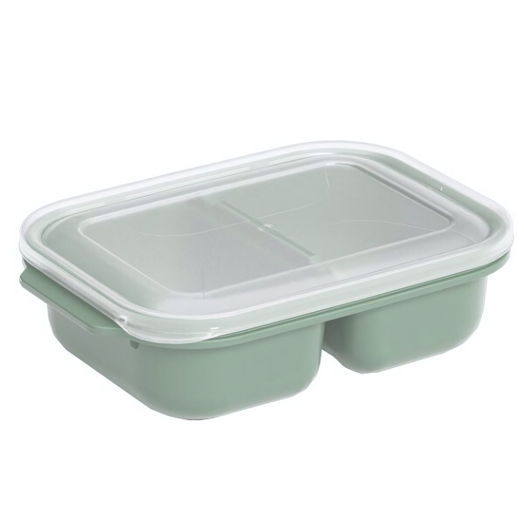 Контейнер для хранения продуктов 2 секции 600 мл, оливковый, лёгкий стиль