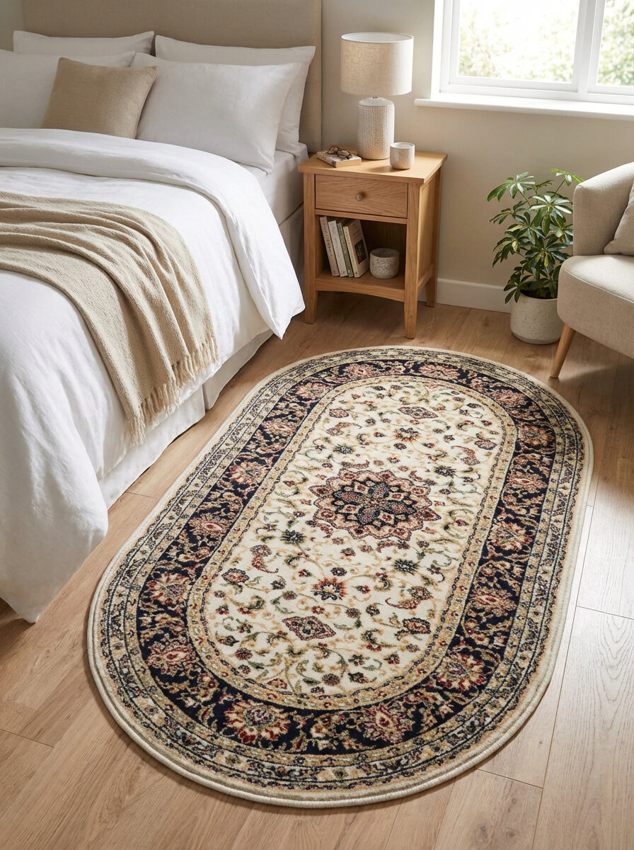 Ковер на пол шерстяной, размер 80х150 см, овальный