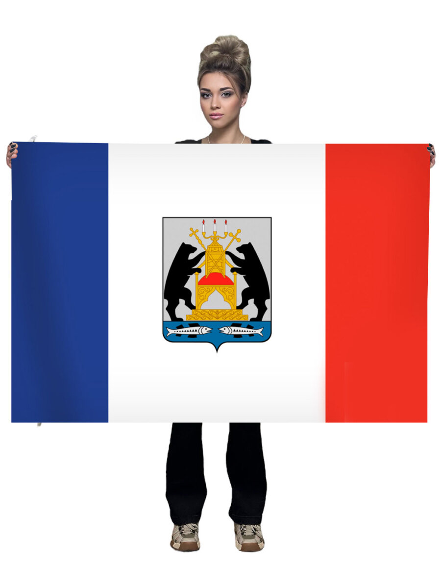 Флаг Новгородской области; размер: флага 90х135см; материал: полиэфирный шелк