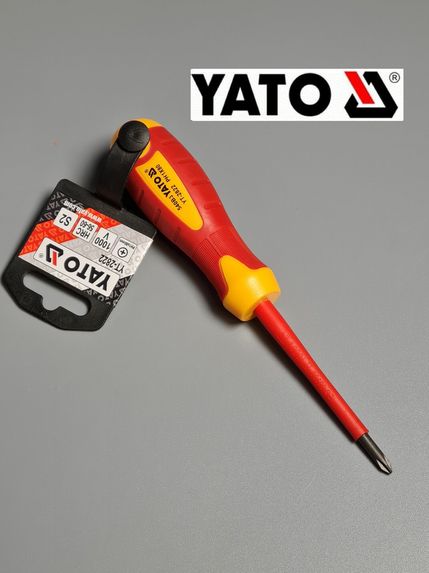 Отвёртка изолированная 1000V PH1x80 мм Yato YT-2822