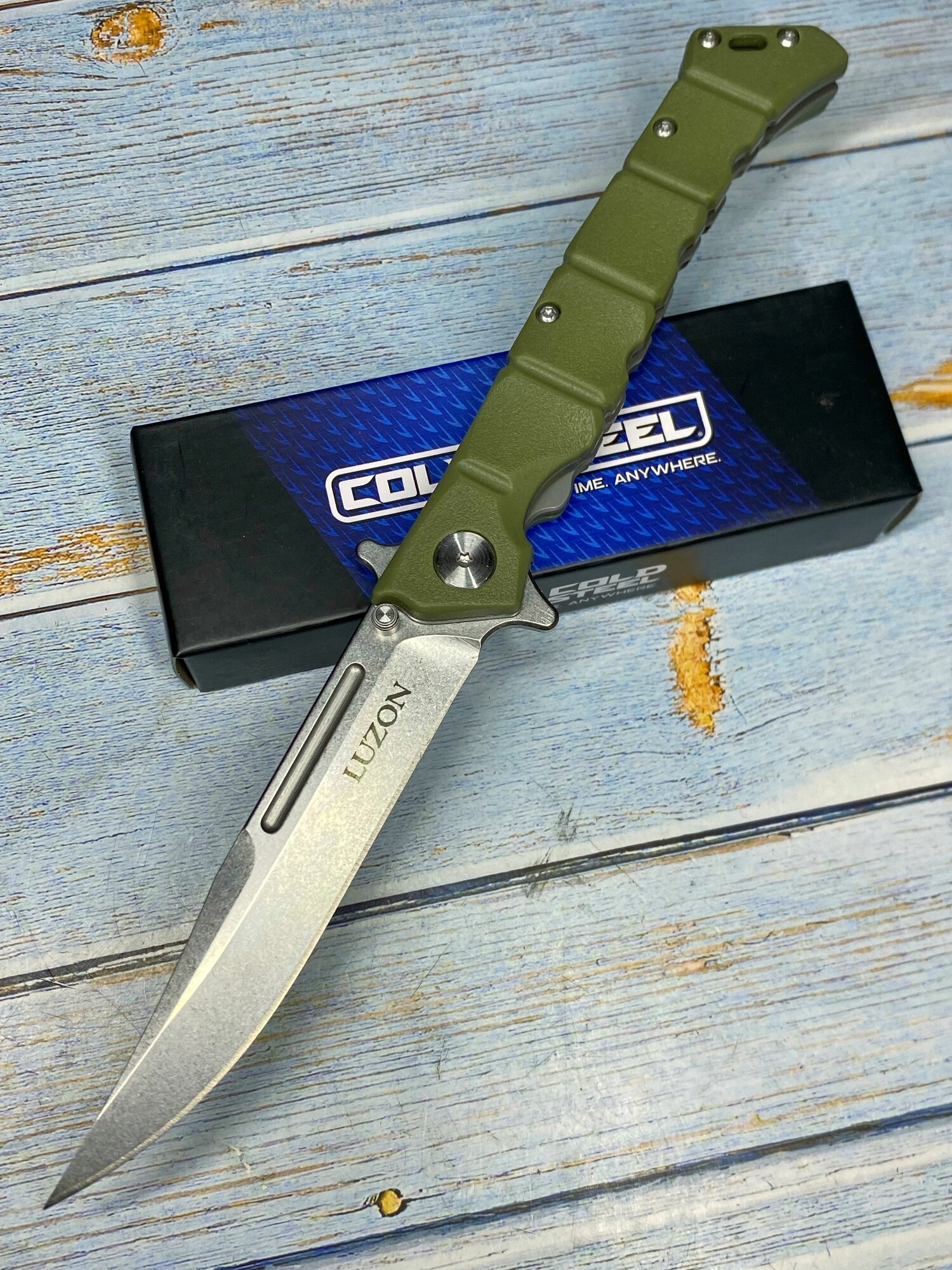 Складной нож Cold Steel Medium Luzon OD Green / Stonewash, CS-20NQL-ODSW