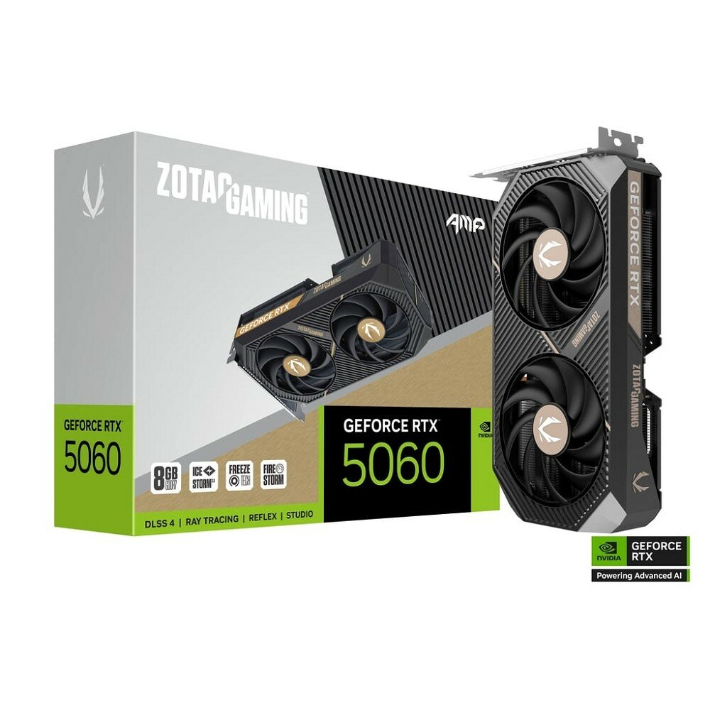 Zotac Видеокарта GAMING GeForce RTX 5060 AMP 8Gb DDR7 128 bit 2280 2550 MHz 3 DP HDMI 2 FAN ZT-B50600F-10M RTL