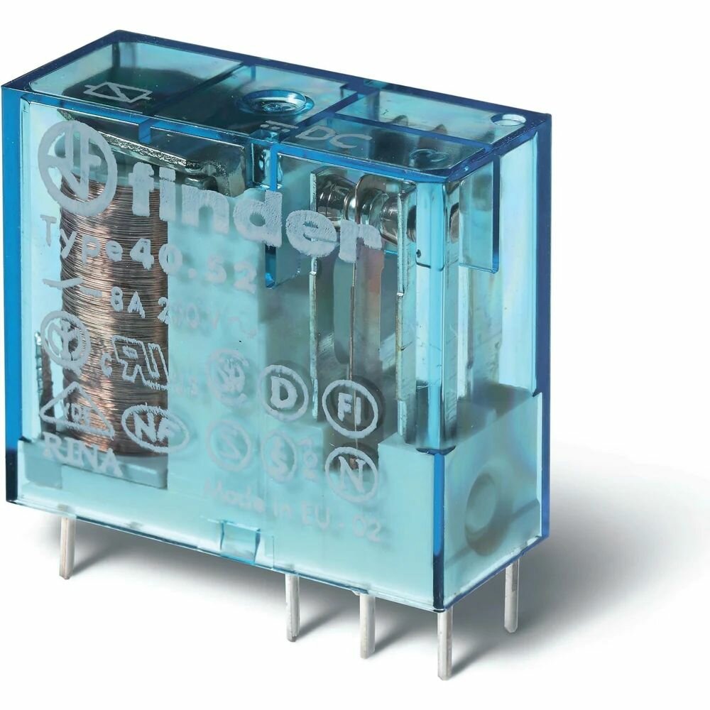 Миниатюрное реле Finder 2 перекидных контакта 8А, 12В DC, 405290120000