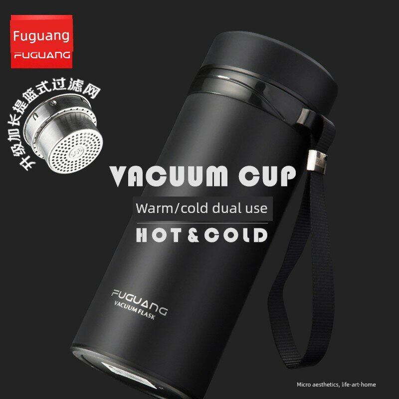 Термос Fuguang из нержавеющей стали для мужчин и женщин, большая вакуумная кружка с фильтром и крышкой, герметичная,