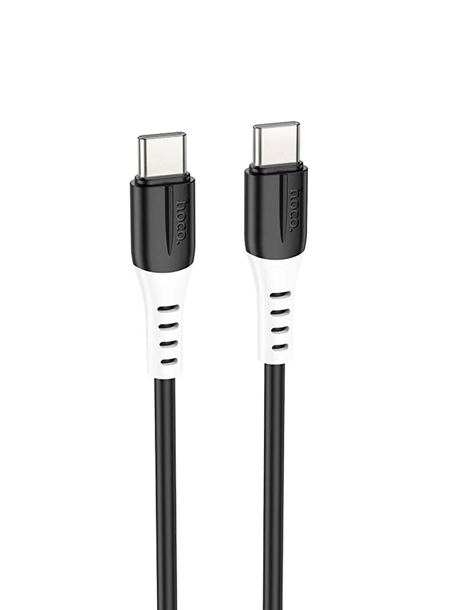 Кабель Hoco X82 Type-C to Type-C силиконовый, 60W, 3А, 1 метр, черный / провод с быстрой зарядкой для Android, iPhone с USB-C (15, 16, 17), ноутбуков