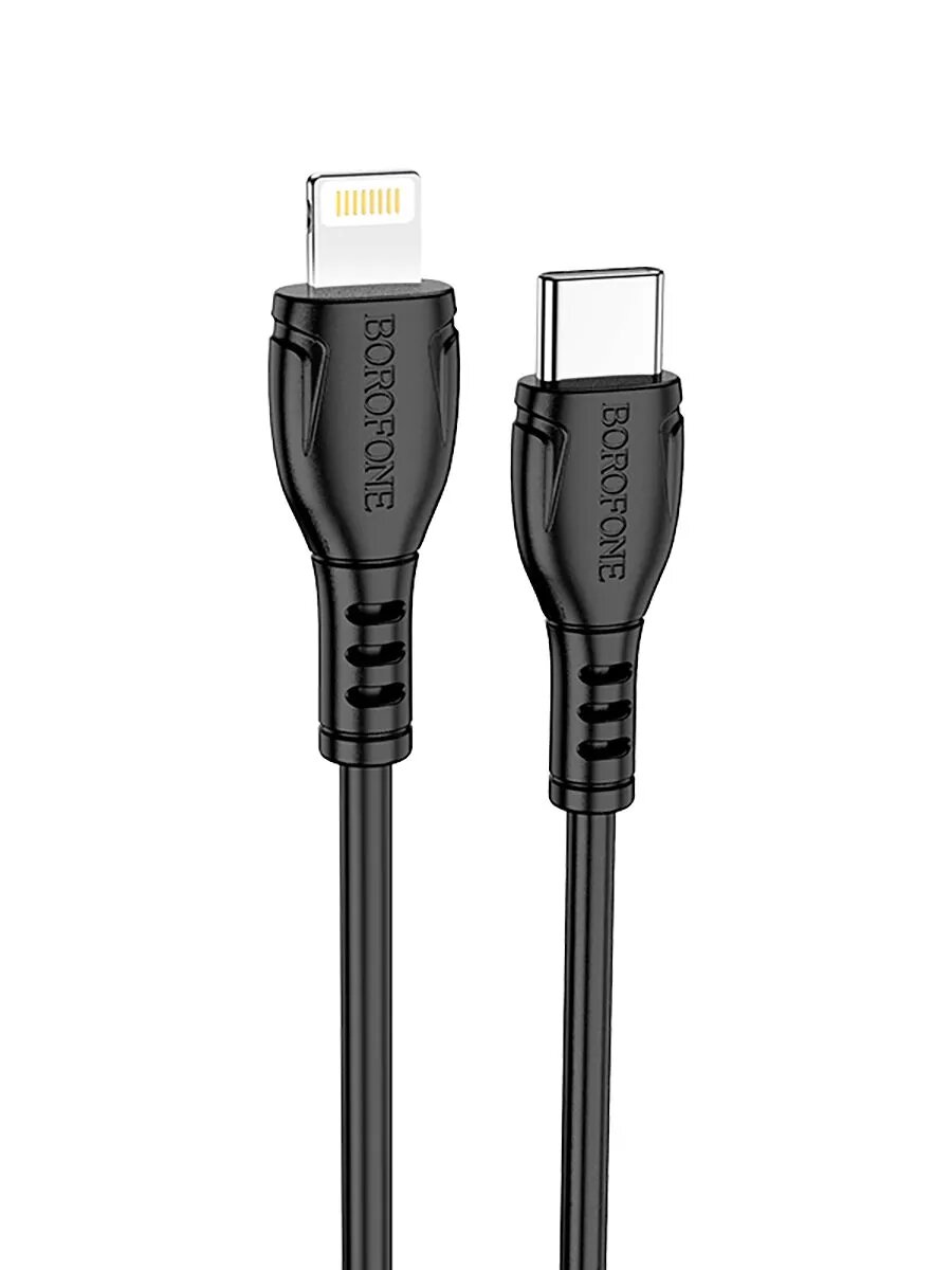 Кабель Borofone BX51 Type-C to Lightning, PD, 2.4А, 1 метр, черный (для iPhone 14, 13, 12, 11 и ранее)