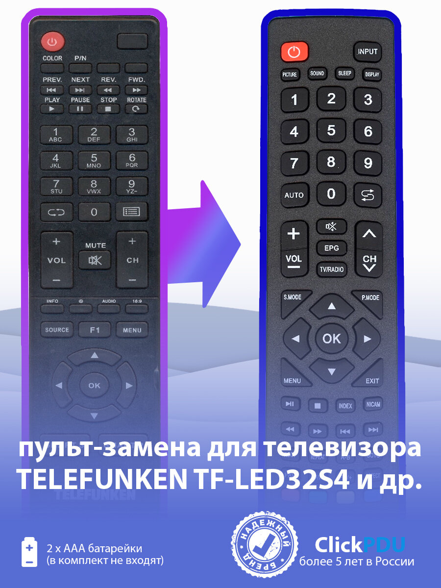 Пульт для телевизора TELEFUNKEN TF-LED32S4 и других
