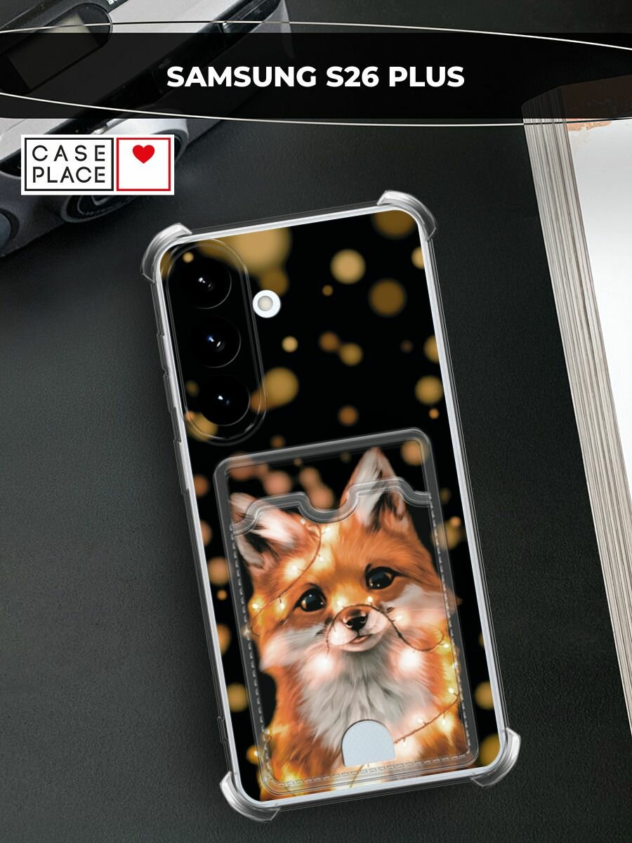 Чехол на Samsung Galaxy S26 Plus (Самсунг Галакси S26 Плюс) с картой и принтом Лиса с гирляндой
