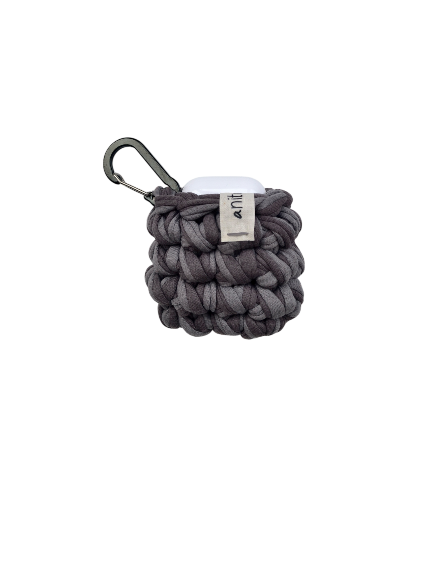 Чехол для наушников, anitochka.shop, с карабином, ручная работа, 7×7 см, серый с графитовым