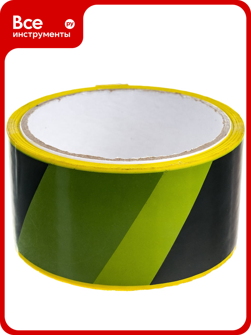 Хозяйственная разметочная лента Tech-Krep 50 мм, 33 м, 47 мкн, жёлто-чёрный 151932