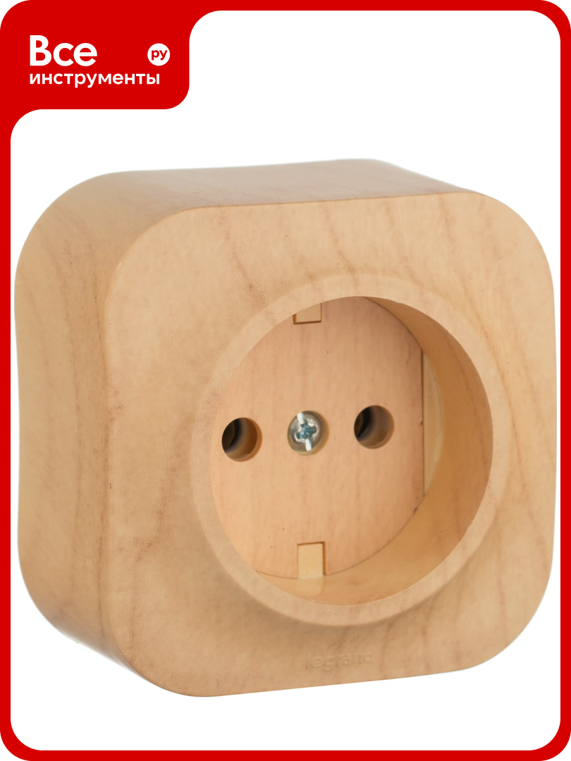 Розетка Legrand без заземления Legrand Quteo без шторок IP20 16А 250В винтовые зажимы накладной монтаж дерево 782270