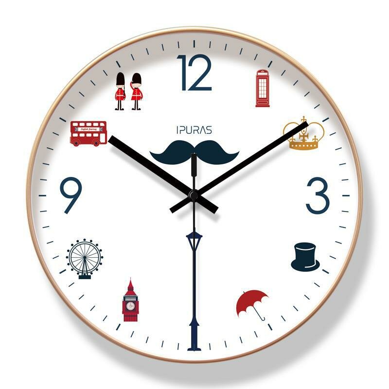 Горячая распродажаНастенные часы Yipula 6221 в британском стиле, мультяшные часы для гостиной, модные домашние часы, бесшумные кварцевые часы с секундной стрелкой