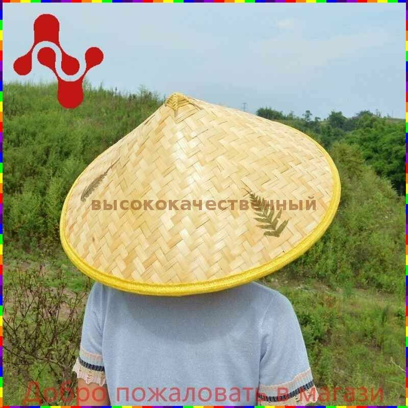 Стильная зеленая бамбуковая шляпа для рыбалки защита от солнца и дождя, подходит для взрослых, 43 34 см