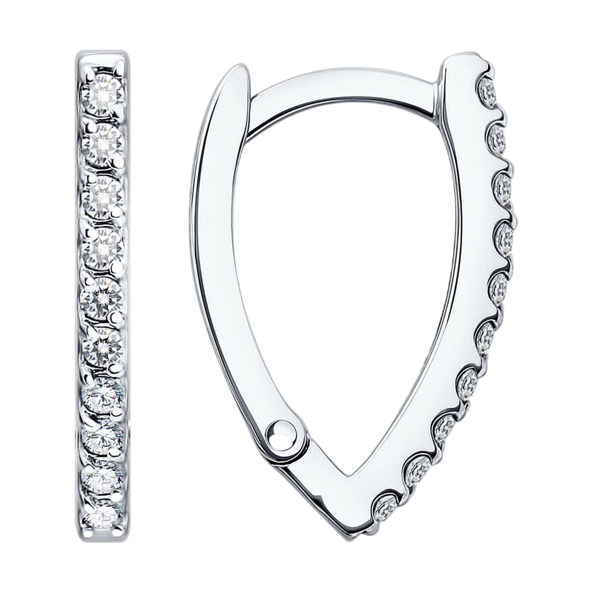 Серьги, белое золото, 585 проба, фианит