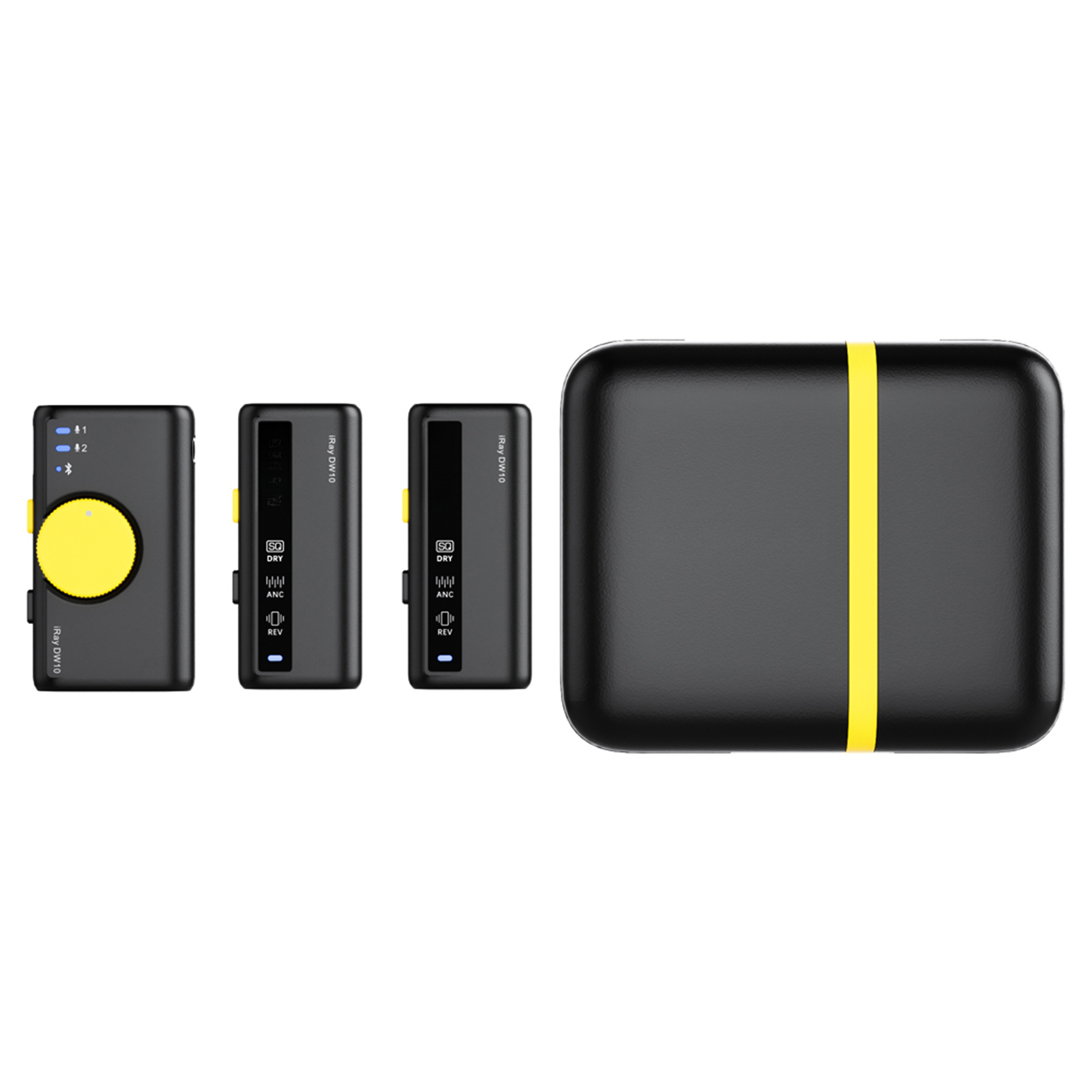 IRay DW10 Беспроводная микрофонная система с 1 приемником + 2 микрофонами + 1 зарядным кейсом Дальность передачи 200 м Время работы 15 ч Умное шумоподавление Встроенный BT 5.3 Совместимость с телефонами на Android