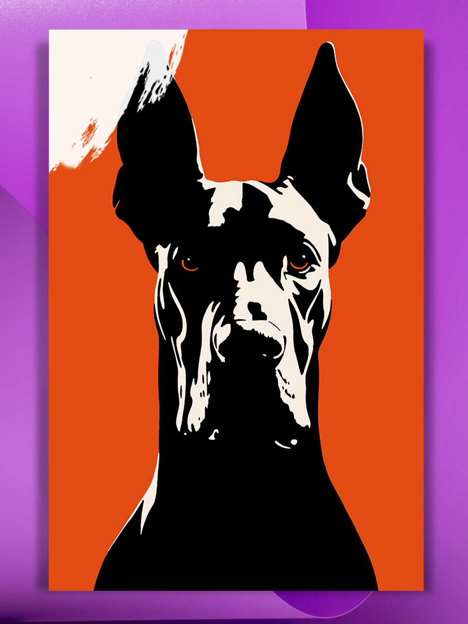 Картина по номерам на холсте Доберман на оранжевом фоне, 40 х 60 см