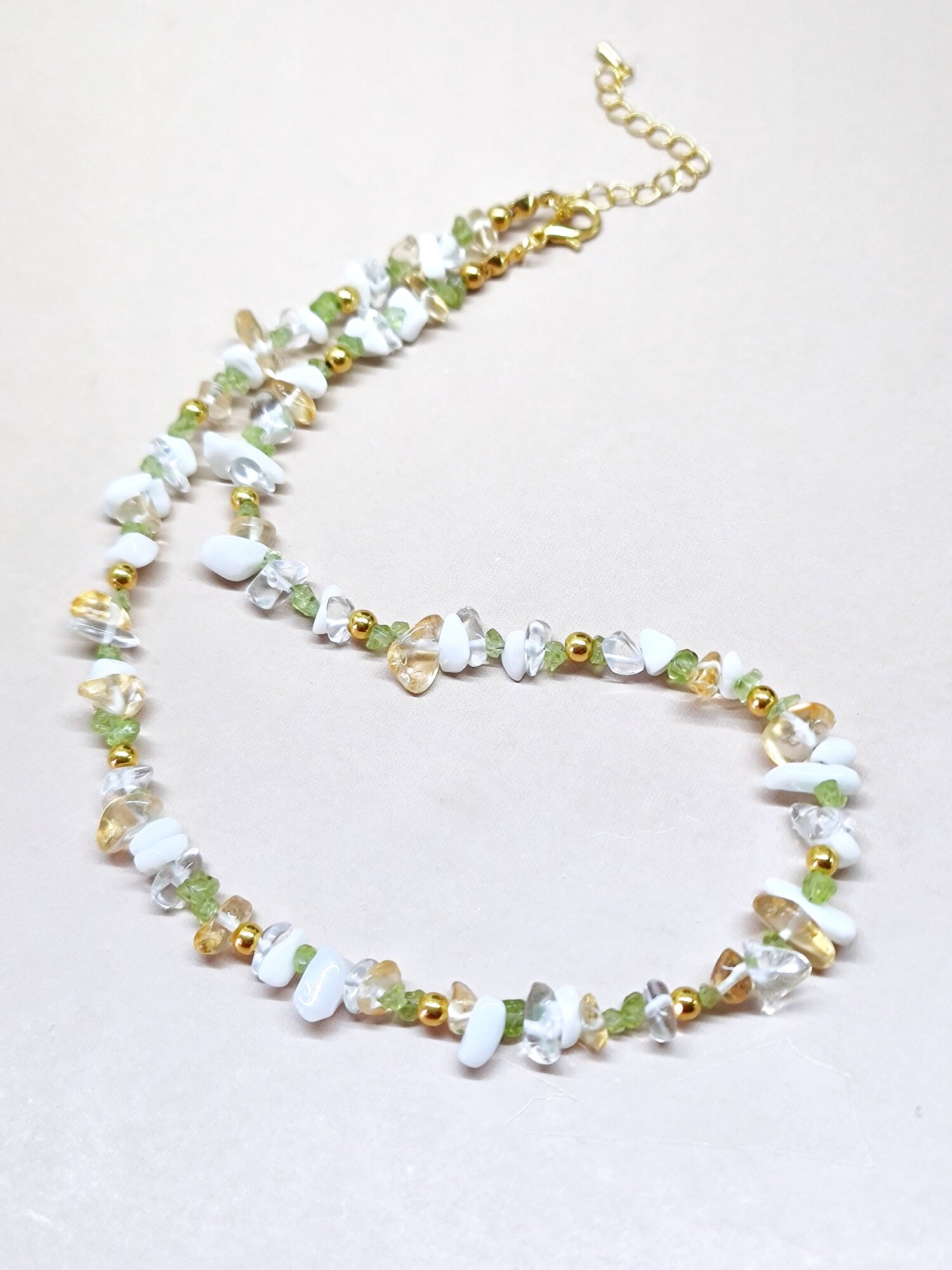 Чокер, агат, цитрин, хризолит, горный хрусталь