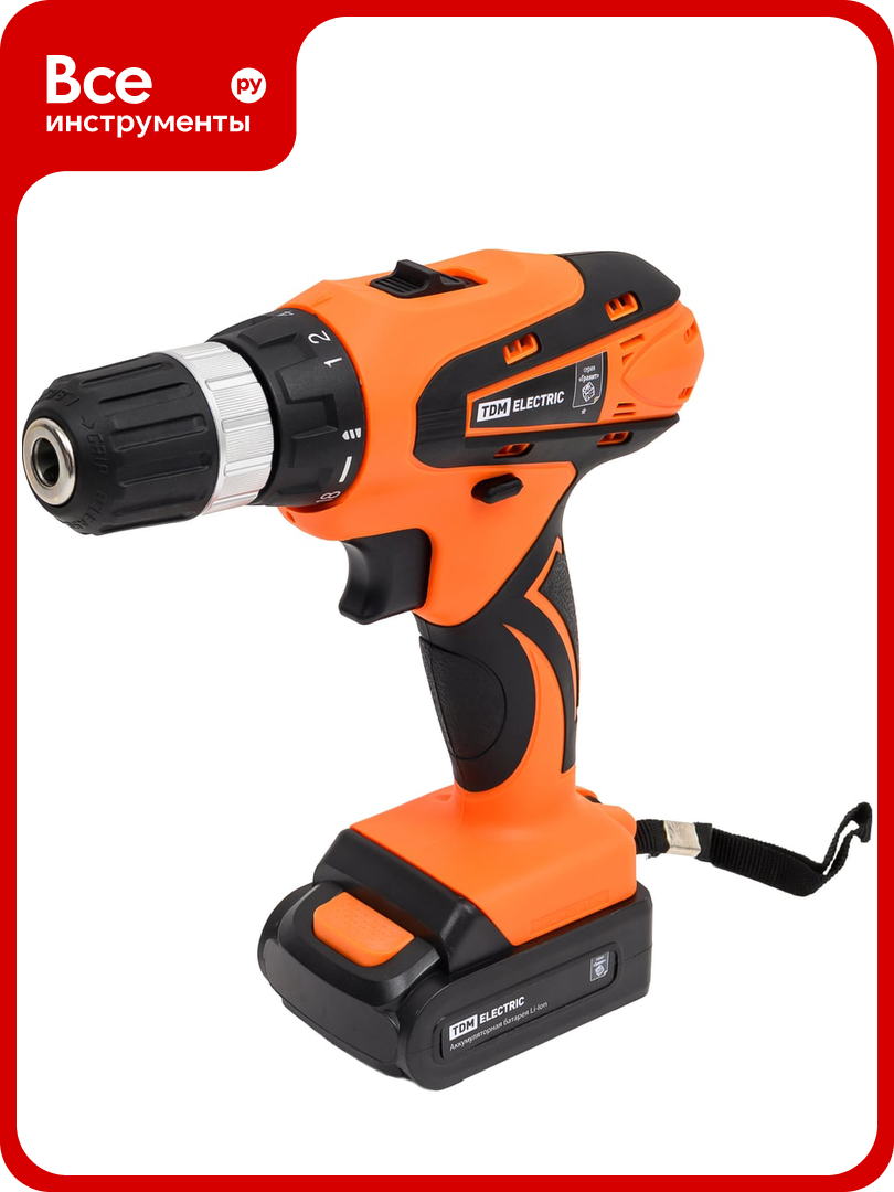 Аккумуляторная дрель-шуруповерт TDM ELECTRIC ДША-12-Л1 ТМ SQ1030-0201, сверления отверстий