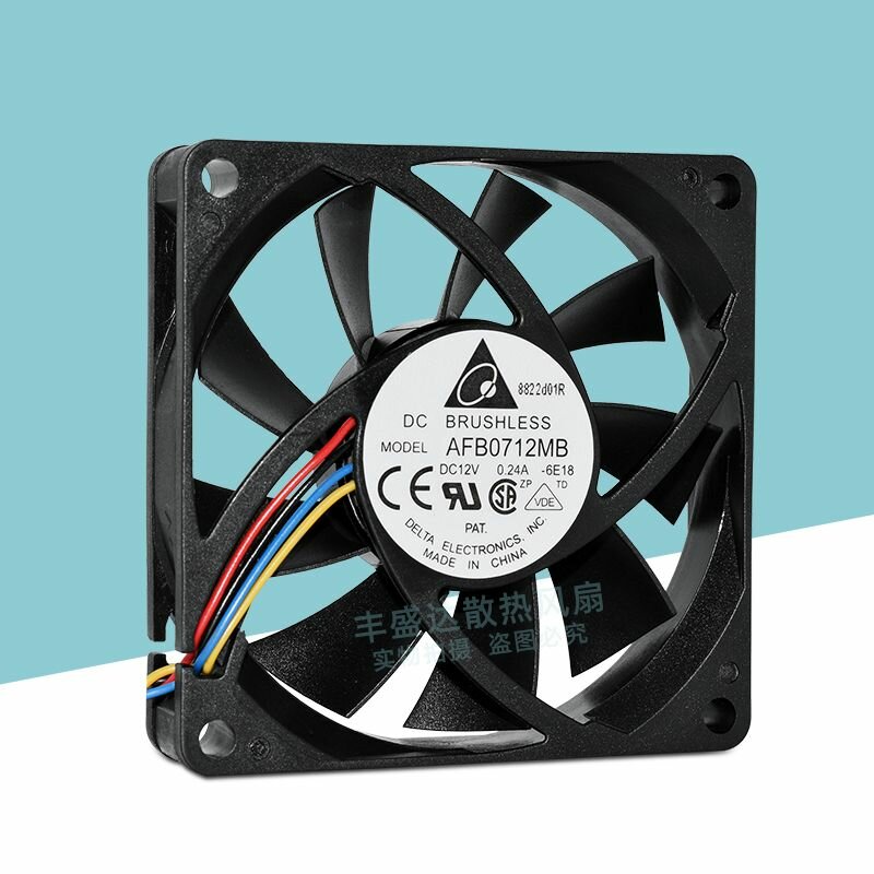 Вентилятор Охлаждения Delta AFB0712MB 7015 12V 0.24A 7CM 2.88W 3300RPM 28dB-A 28.18CFM ,70MM Вентилятор