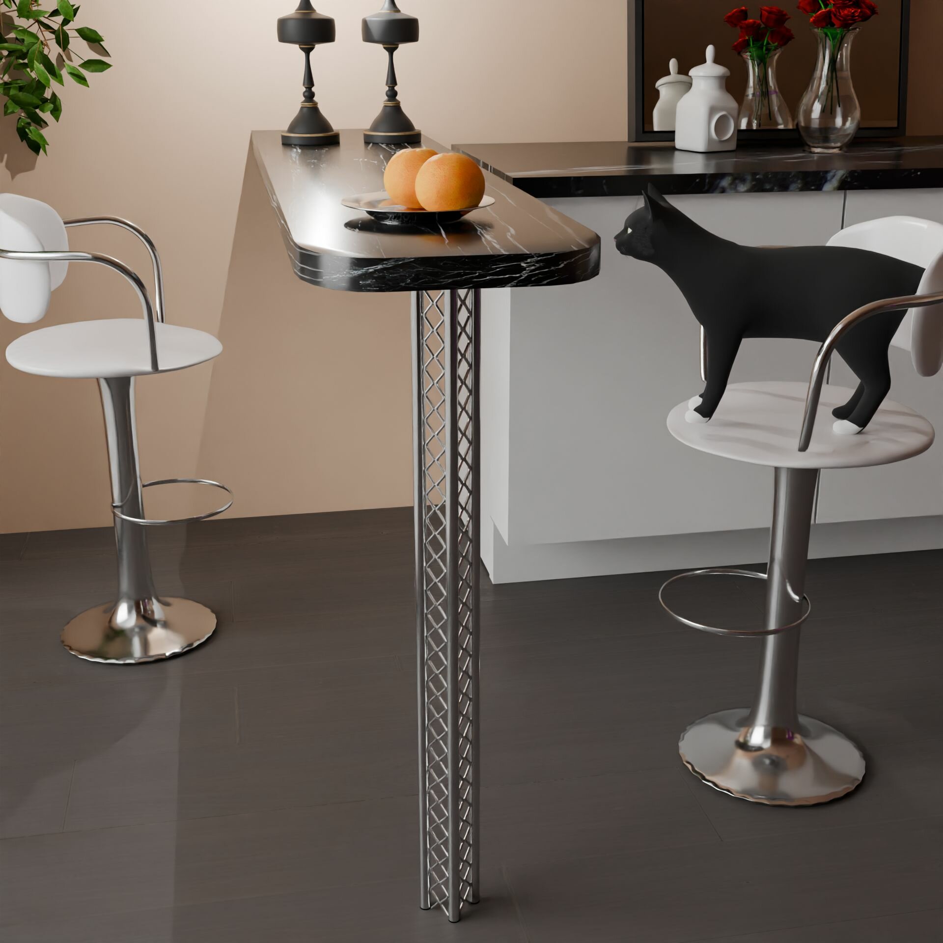 Ножка для барной стойки Ажур3, 110см, Хром. 1шт. Мебельная металлическая, лофт