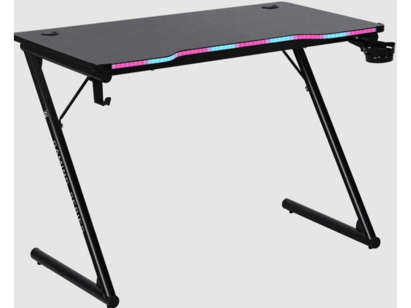 Игровой компьютерный стол Ferox подвес кружк+гарн, черн, мдф, RGB