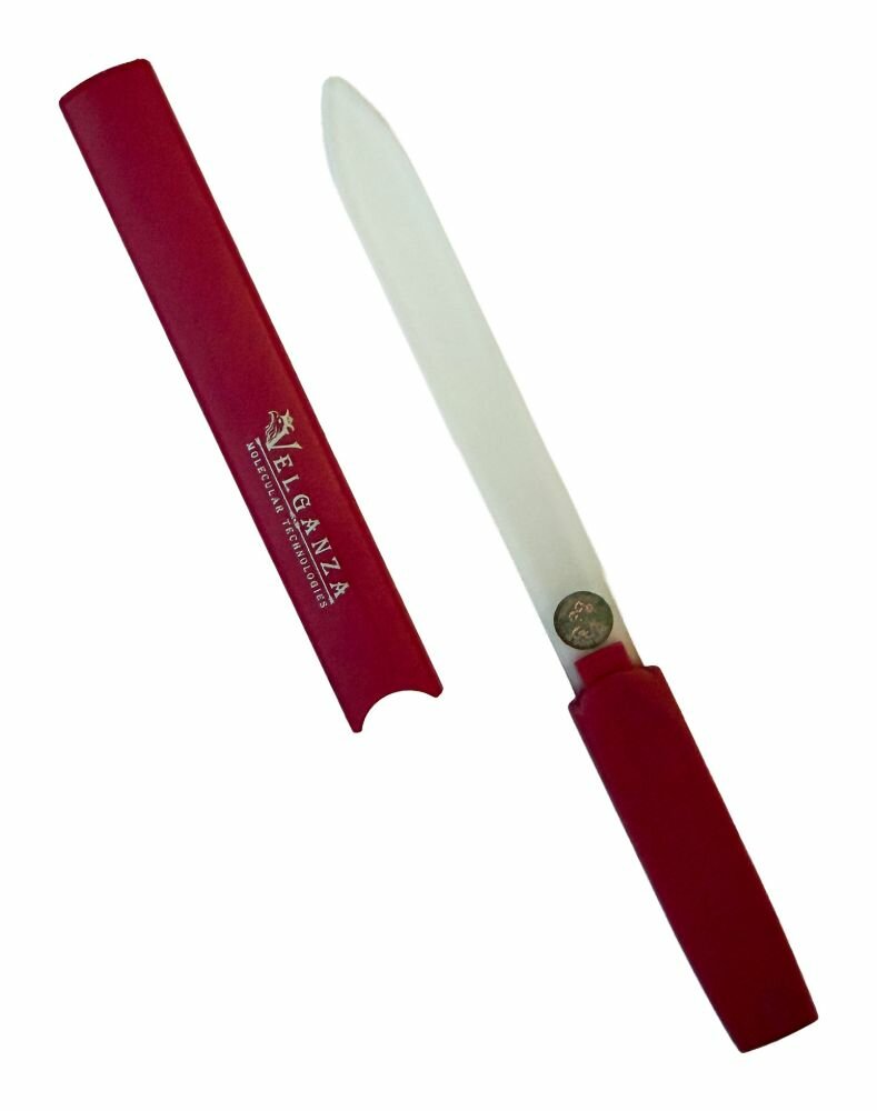 Пилка стеклянная полирующая Velganza в футляре, 16 см, бордовая