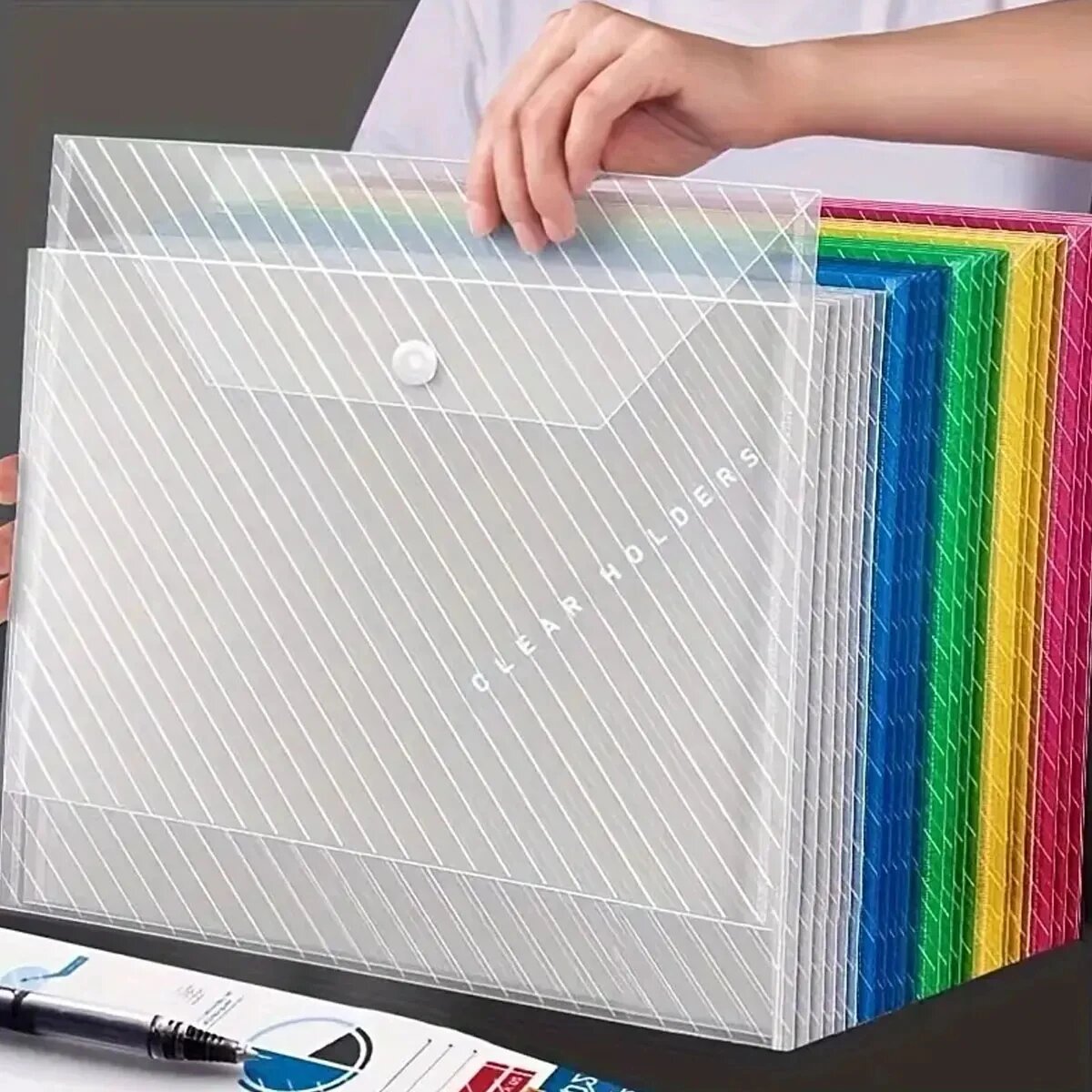 Прозрачные папки для документов А4, набор 10 шт, цвет: Random10pcs