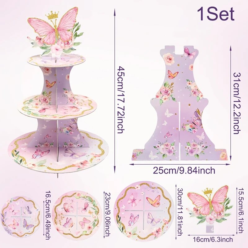 Картонная подставка для торта "Бабочка", Pink