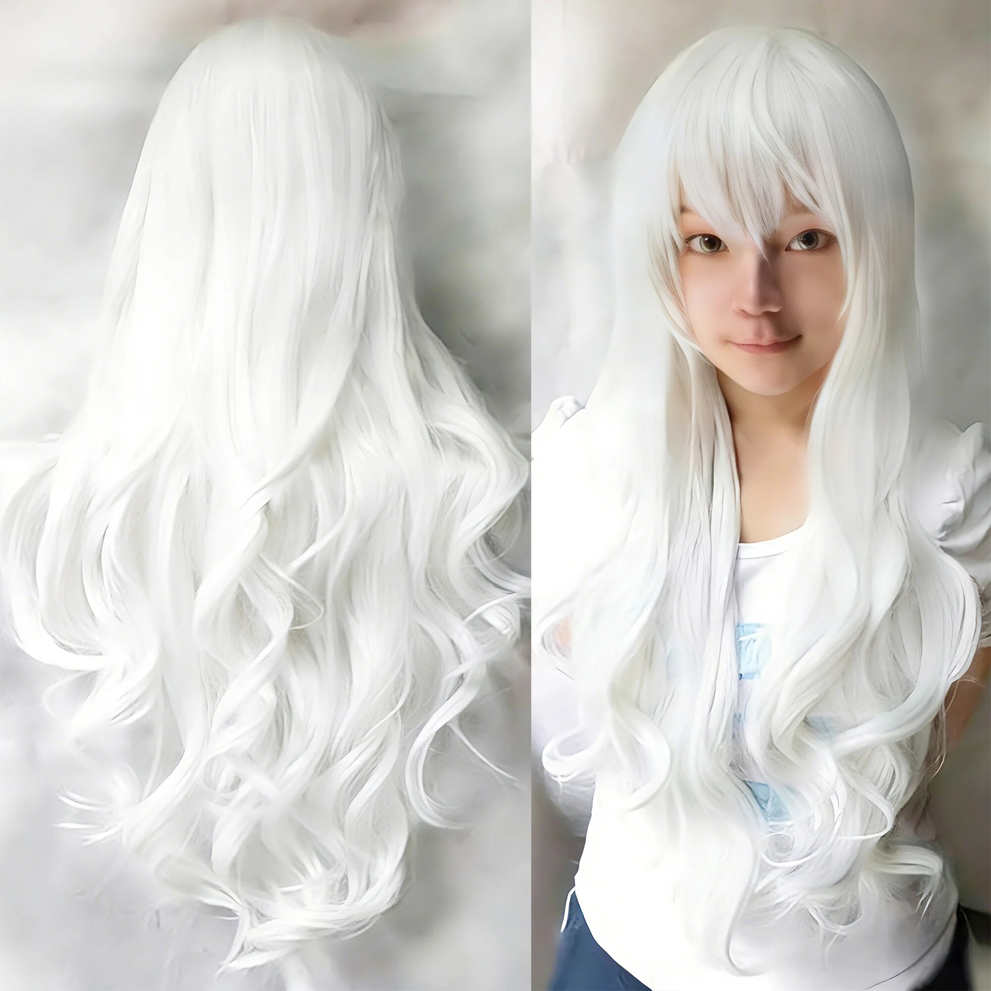 Синтетический кудрявый парик белый для косплея Белый, Pure White