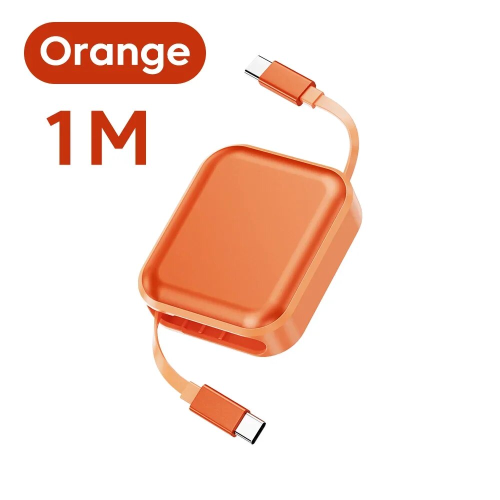 Выдвижной кабель USB-C на USB-C, Orange, 1M