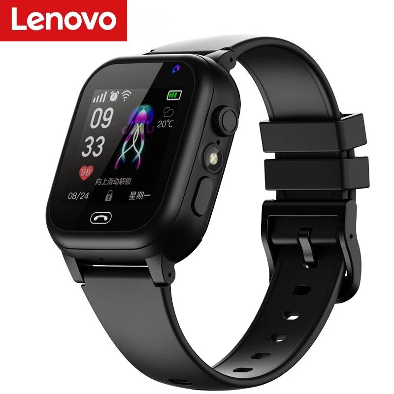 Lenovo Детские смарт-часы с GPS, SOS, WiFi, Black