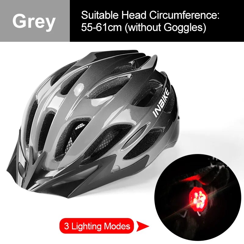 INBIKE IH19301 Велосипедный шлем красный/синий/серый для взрослых Серый, Grey