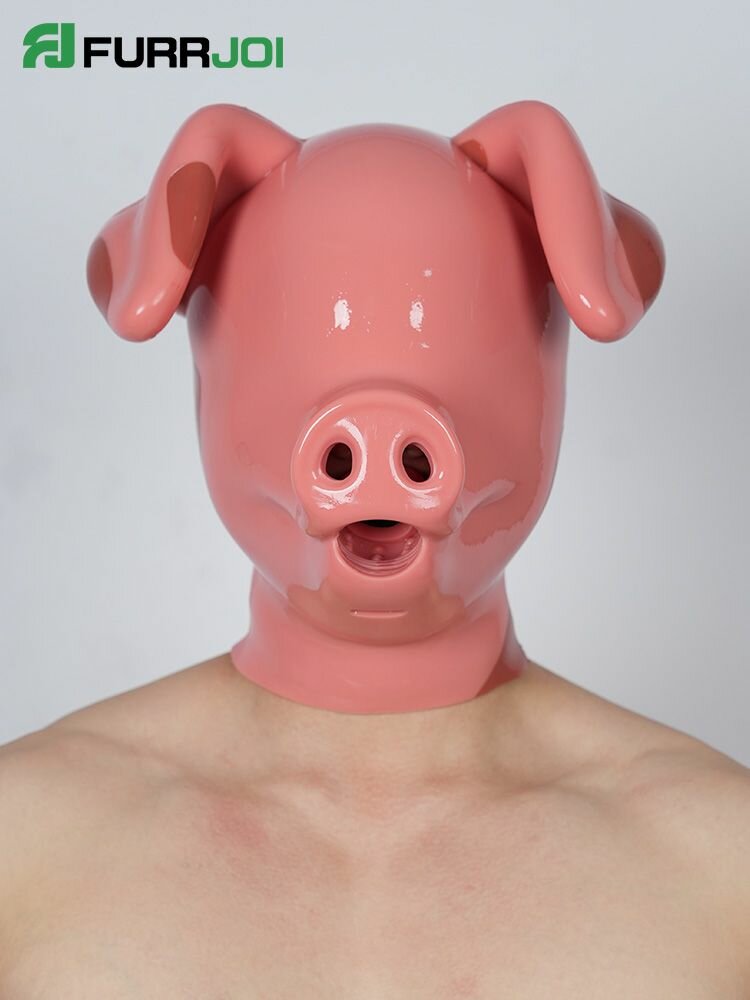 Силиконовая маска свиньи Silicone Floppy-Ear Pig Hood (розовый/черный)