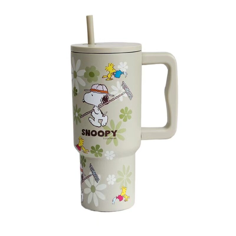 Термобутылка для воды Miniso Snoopy Cartoon Peripheral большой емкости с трубочкой, подарочный набор унисекс