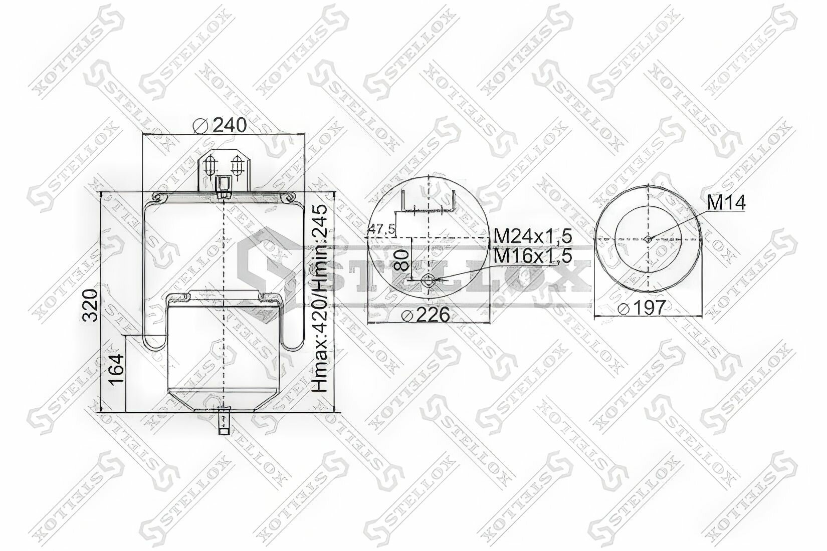 Пневмоподушка со стаканом для Вольво FH, 2, 2 90-64181-SX STELLOX