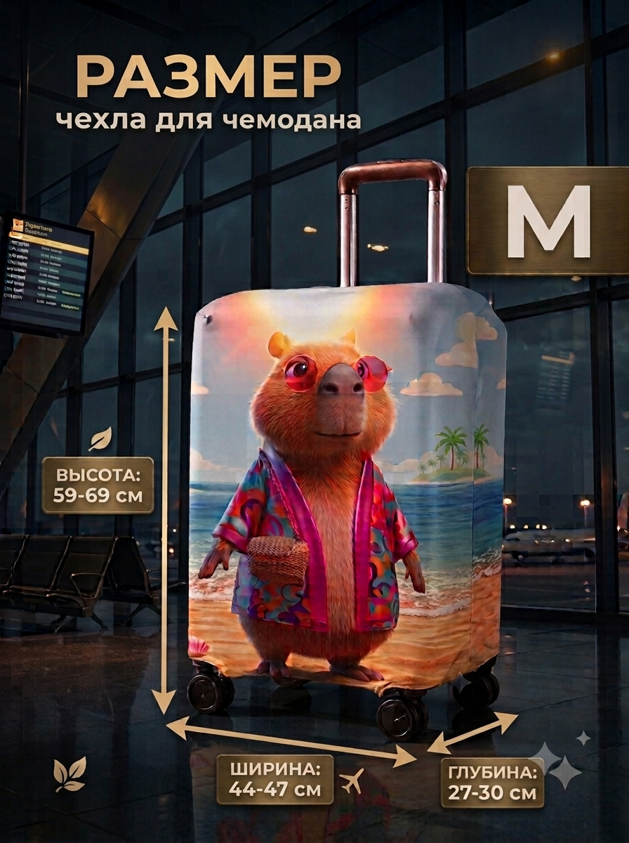 Чехол для чемодана , размер M, бежевый — фото 1