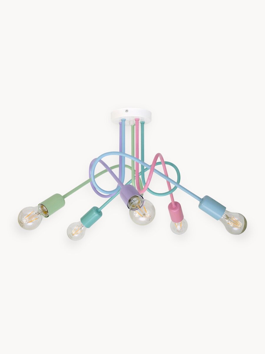 Люстра потолочная в спальню детскую, на кухню, в зал, 5*E27*60W, Модерн Свет,"Аквамарин"