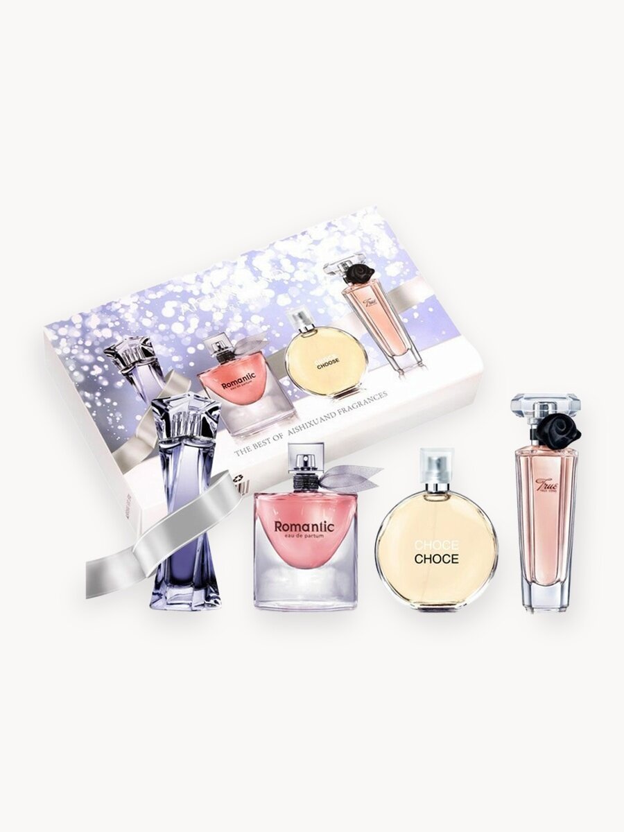 Женский парфюм, Арома-бокс парфюмерный набор 4 шт. 100 мл./ подарочный набор Туалетная вода женская по мотивам Sauvage, Bleu, Terre