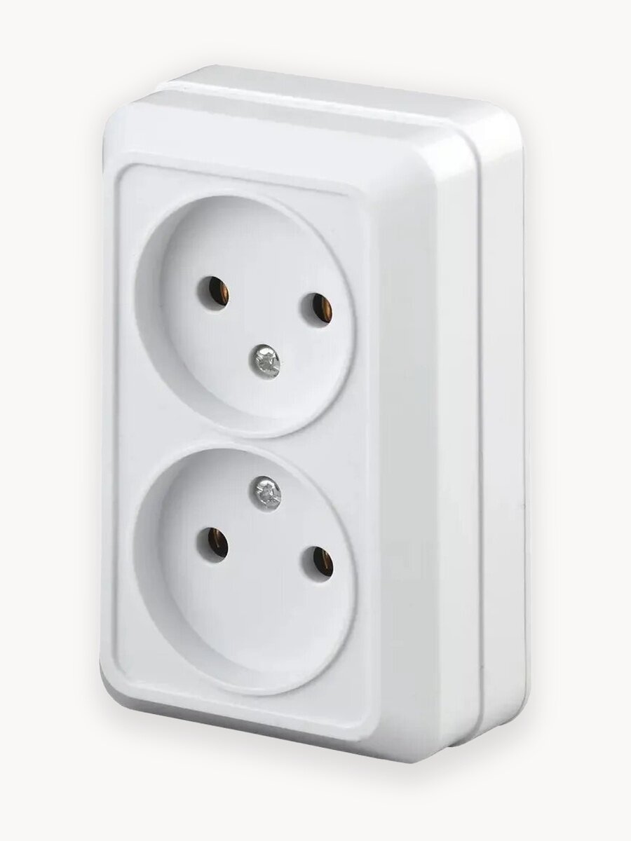 Розетка двойная без заземления 16А-250В IP20 открытой установки Intro Quadro белая