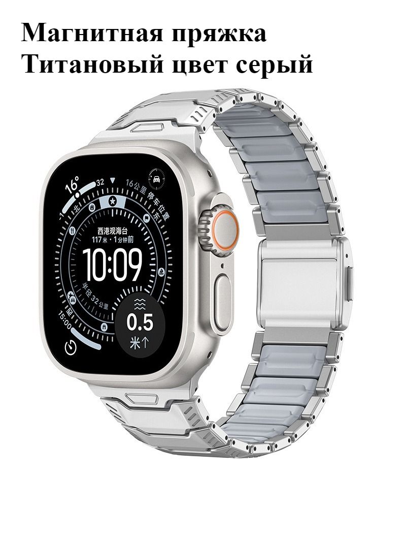 Деловой ремешок из чистого титана с магнитной пряжкой подходит для Apple watch Ultra2 / 3 49 мм 44/45/46 мм подходит для Apple Watch Series 11-4 /SE