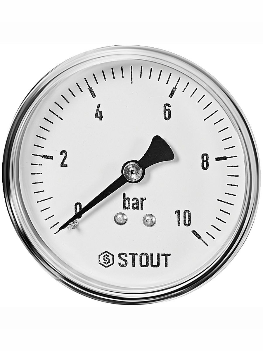 Манометр аксиальный Stout 63 мм, 0-10 бар, подключение 1/4