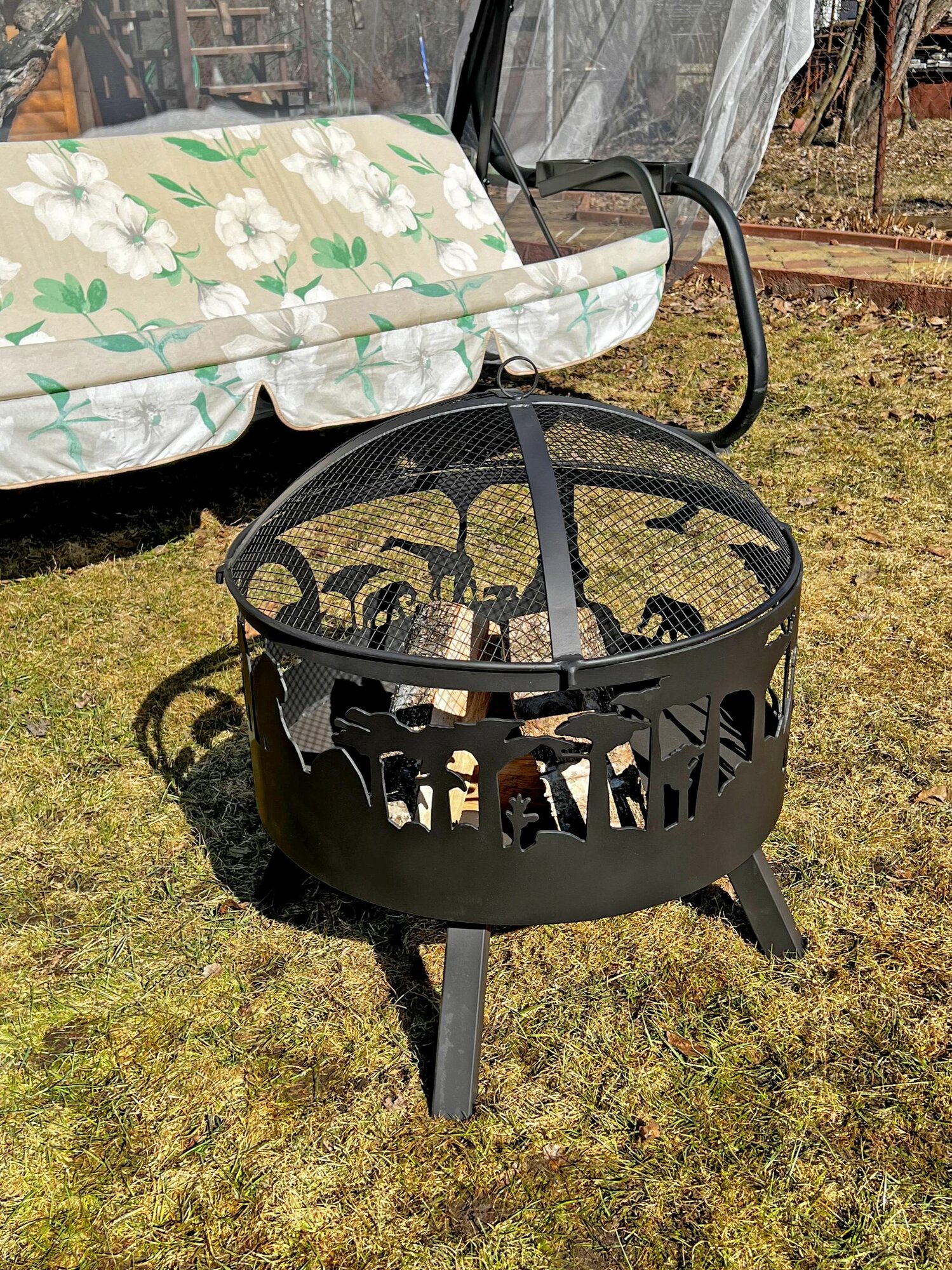 Костровая чаша Сафари+Решетка Гриль+Купол искрогаситель 60 см 0,3 см