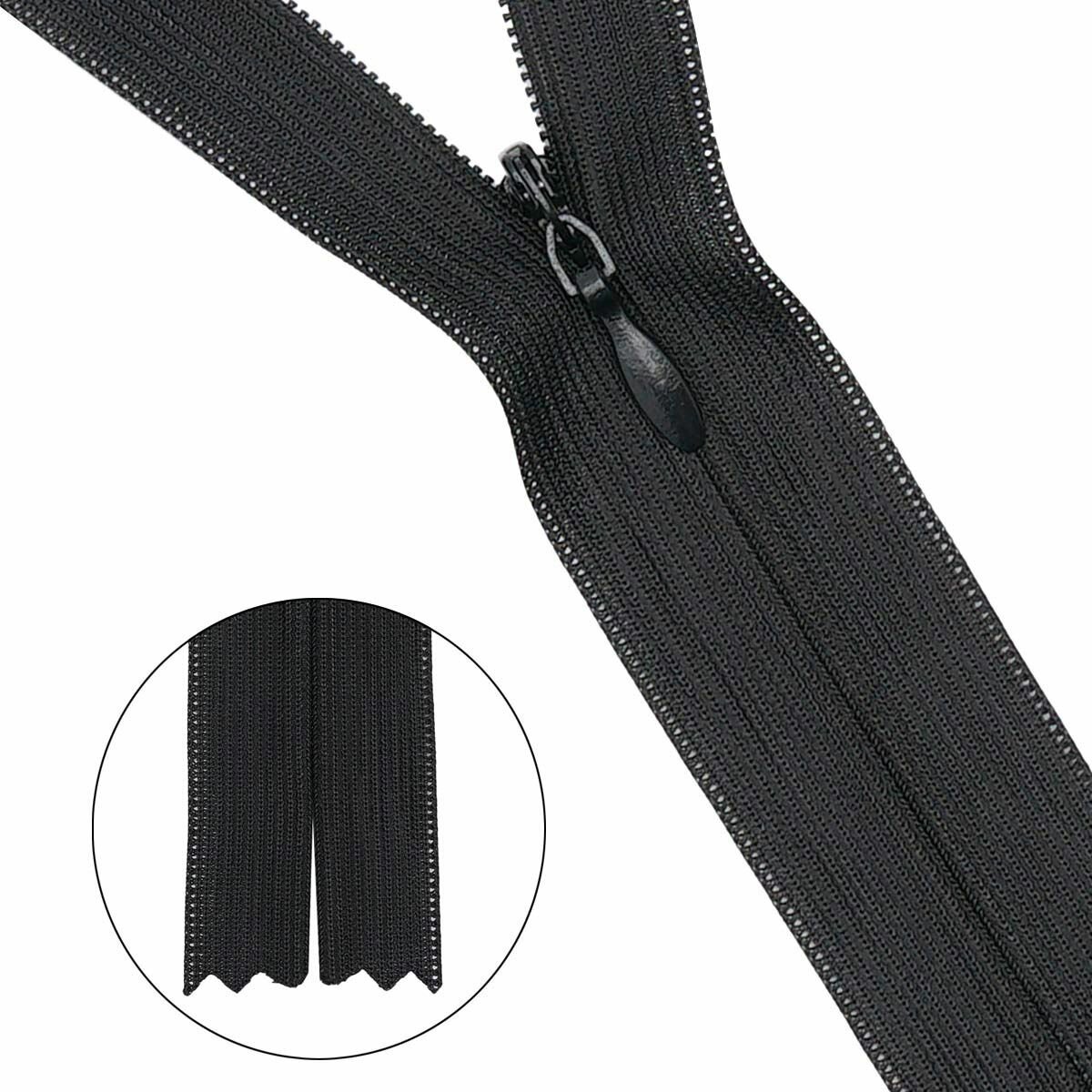 Молния потайная нераз. т3 70см (нейлон) (580 черный, 310 черный, 322)