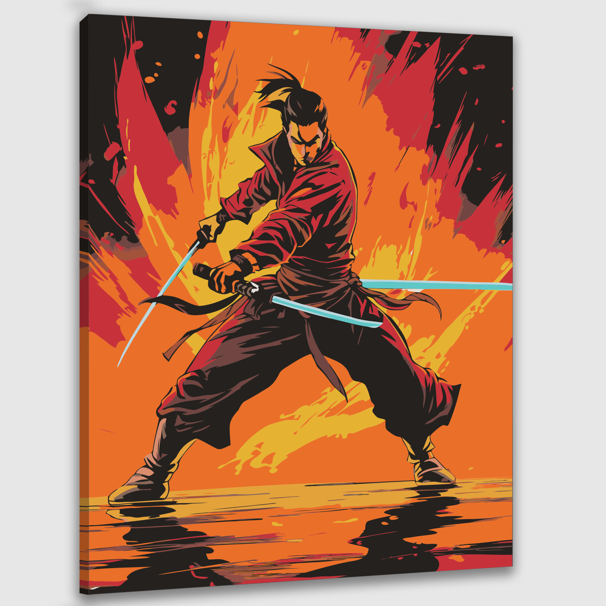 Картина по номерам 40x50 см, иллюстрация, комиксы, мастер боевых искусств, приемы искусства войны, меч, воин
