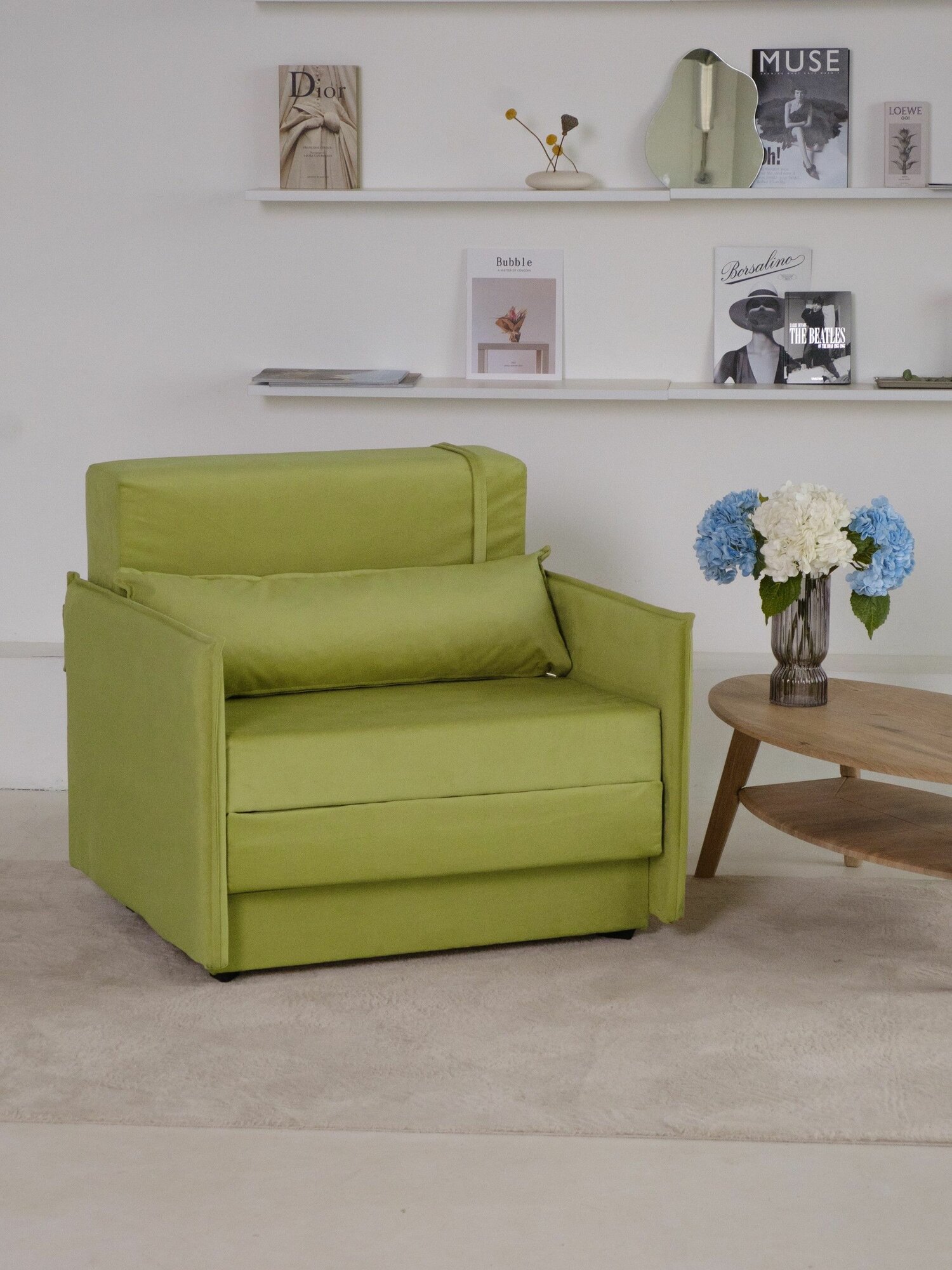 Кресло кровать раскладное Атлант велюр Max green, 95х95х87 см