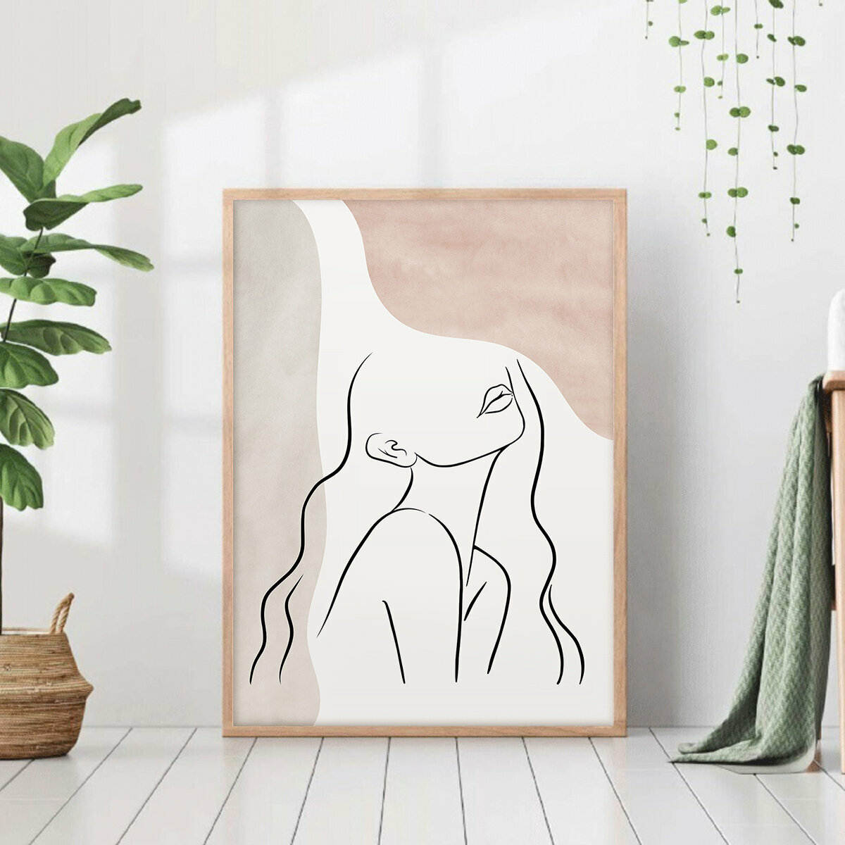 Постер "Девушка линией бохо" 40x50 без рамки на стену для интерьера