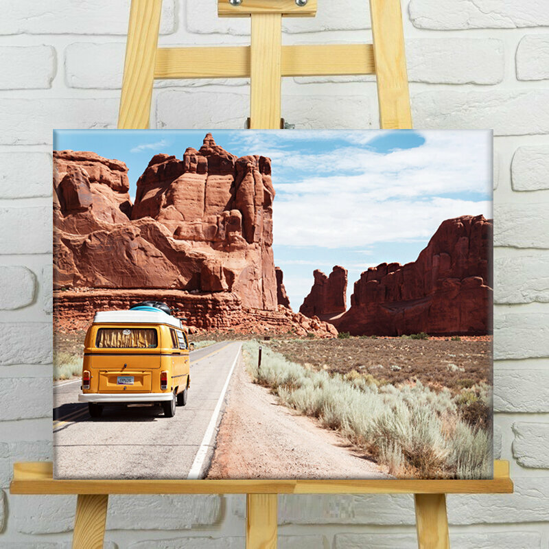 Картина на холсте 50х70 см "Автобус Америка", на стену для интерьера