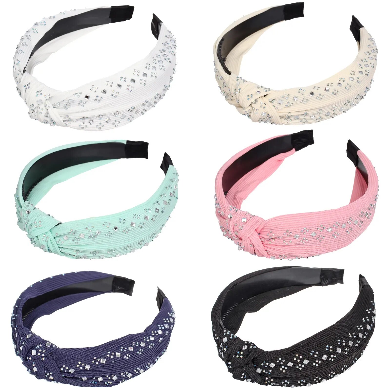 Ободок для волос «лафанталь» со стразами, 1 штука, разноцветный, ширина 2.8 см, пластик и текстиль