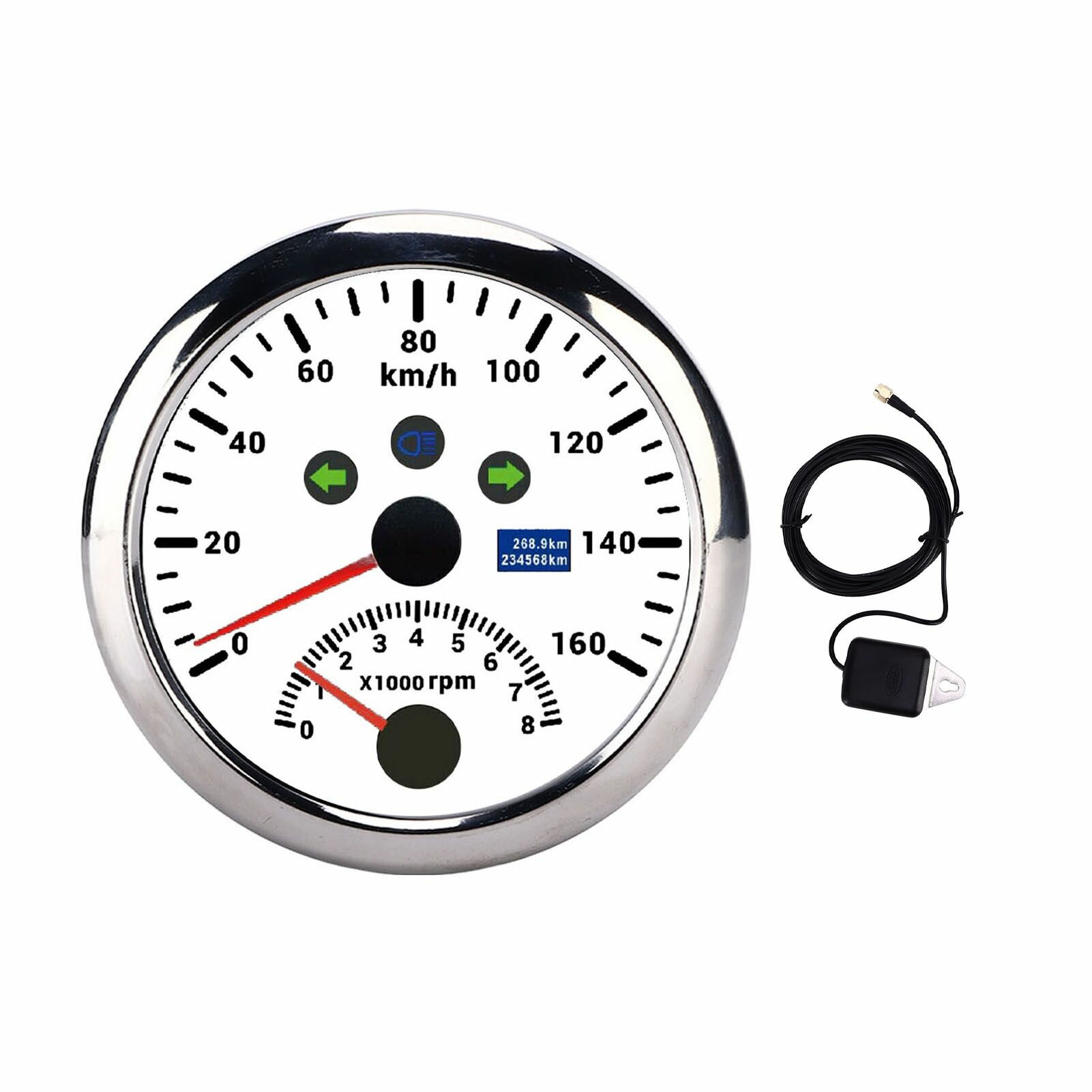 GPS спидометр 85мм 160км/ч + тахометр (белый)